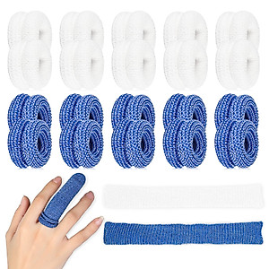 Nuanchu Tubular Bandage Finger Roll Cotton Finger Cot Elastic Finger Gloves Finger Dressings Finger Tips Bandage Tubular Gauze Blue White Bandages for Fingers Sprains and Swelling 15 x 600 mm(20 Pcs)