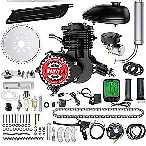 IMAYCC 80cc Bicycle Engine Kit, 2-Stroke Motorized Bicycle Kit Fit for 26-28" Bikes, Bike Motor Kit with Wired Digital Computer (Black)