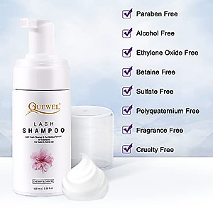 Lash Shampoo Cherry Blossoms 100ml Eyelash Shampoo For Lash Extensions Eyelid Foaming Cleanser With Lash Shampoo Brush And Bottle Paraben & Sulfate Free For Salon And Self Use(cherry blossoms,100ml)