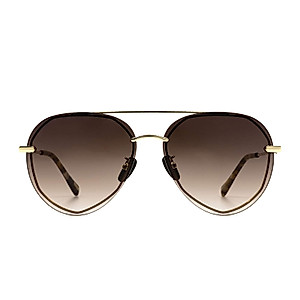 DIFF Lenox Gold + Brown Gradient, Designer Oversized Aviator Sunglasses for Women UV400 Protection