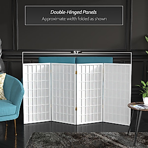 3 ft. Short Window Pane Shoji Screen - White - 4 Panels