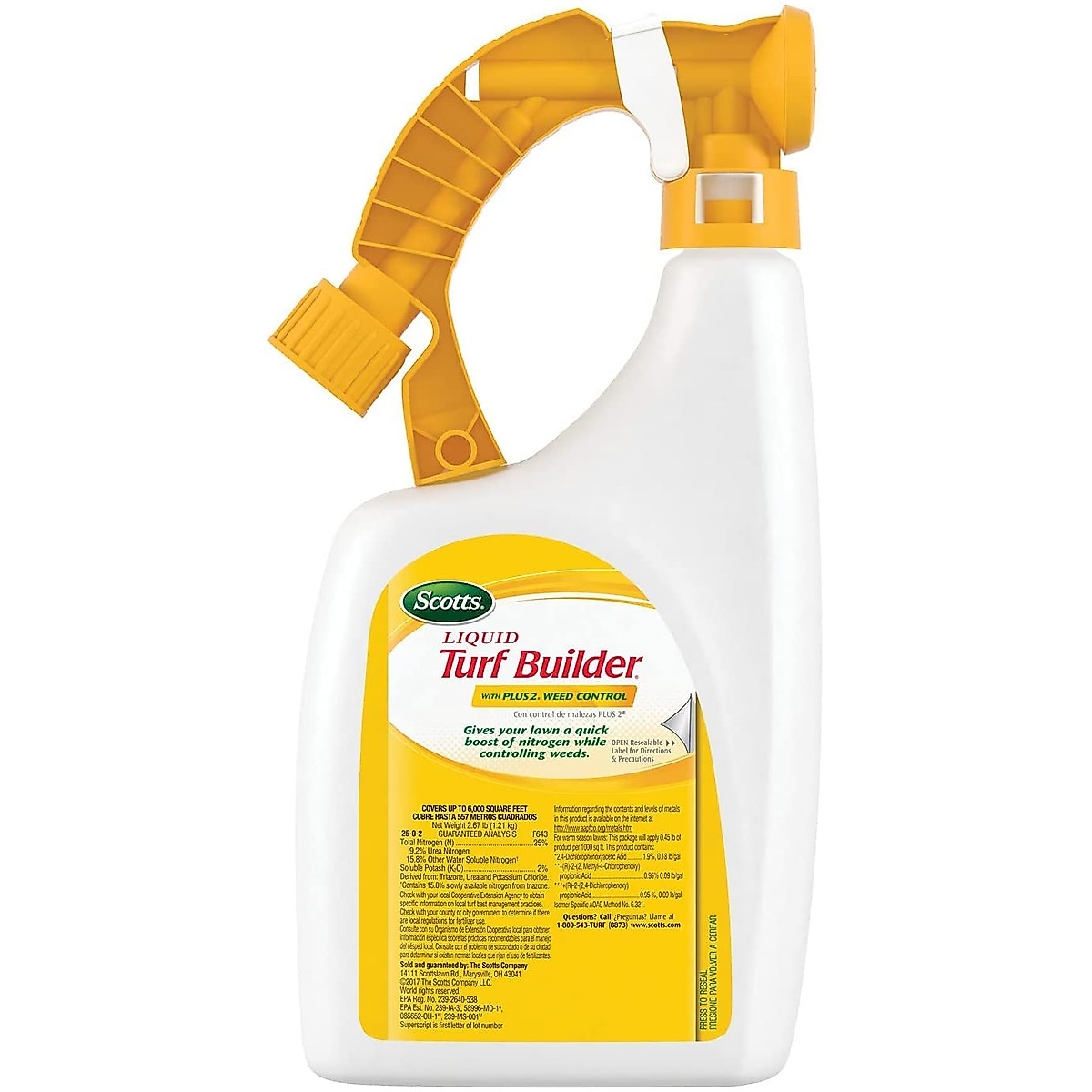 Scotts Turf Builder Weed Control 25-0-2 5000 Sq. Ft. Liquid, Spray Phos Free 32 Oz