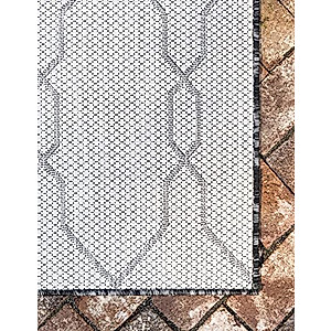Unique Loom Outdoor Trellis Collection Area Rug - Links Trellis (5' 3" x 8' Rectangle, Charcoal/ Gray)