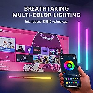 MELIFO Glide FRGBIC Wall Lights,Music Wall Lights Works with Bluetooth and App,Smart FRGBIC Wall Sconces for Bedroom,Music Wall Lights,Strip Lights for Party,Karaoke (3Pcs+2Corners)