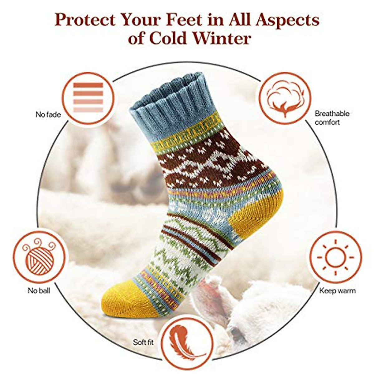 MORECOO Womens Socks Winter - Christmas Gifts for Women - Thick Wool Soft Warm Fuzzy Cozy Socks for Women