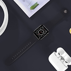 OUHENG 2 Pack Sport Band Compatible with Apple Watch Band 49mm 45mm 44mm 42mm, Soft Silicone Band Strap for iWatch Ultra Series 8/7/6/5/4/3/2/1/SE2/SE (Black/Dark Gray)