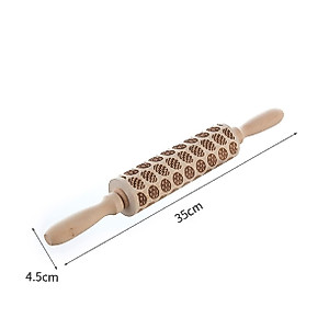 SHOWERORO Wooden Carved Embossed Rolling Pin Egg Pattern Baking Rolling Pins for Pasta Biscuit Dough Jelly Pancakes Pastries Pizza