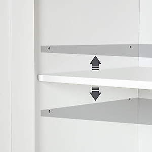 DWVO White Wine Bar Cabinet, 32" Kitchen Coffee Bar Cabinet with 2-Row Glass Holder and 4-Grid Wine Rack, Oak Wood Sideboard Buffet Storage Cabinet for Kitchen, Dining Room