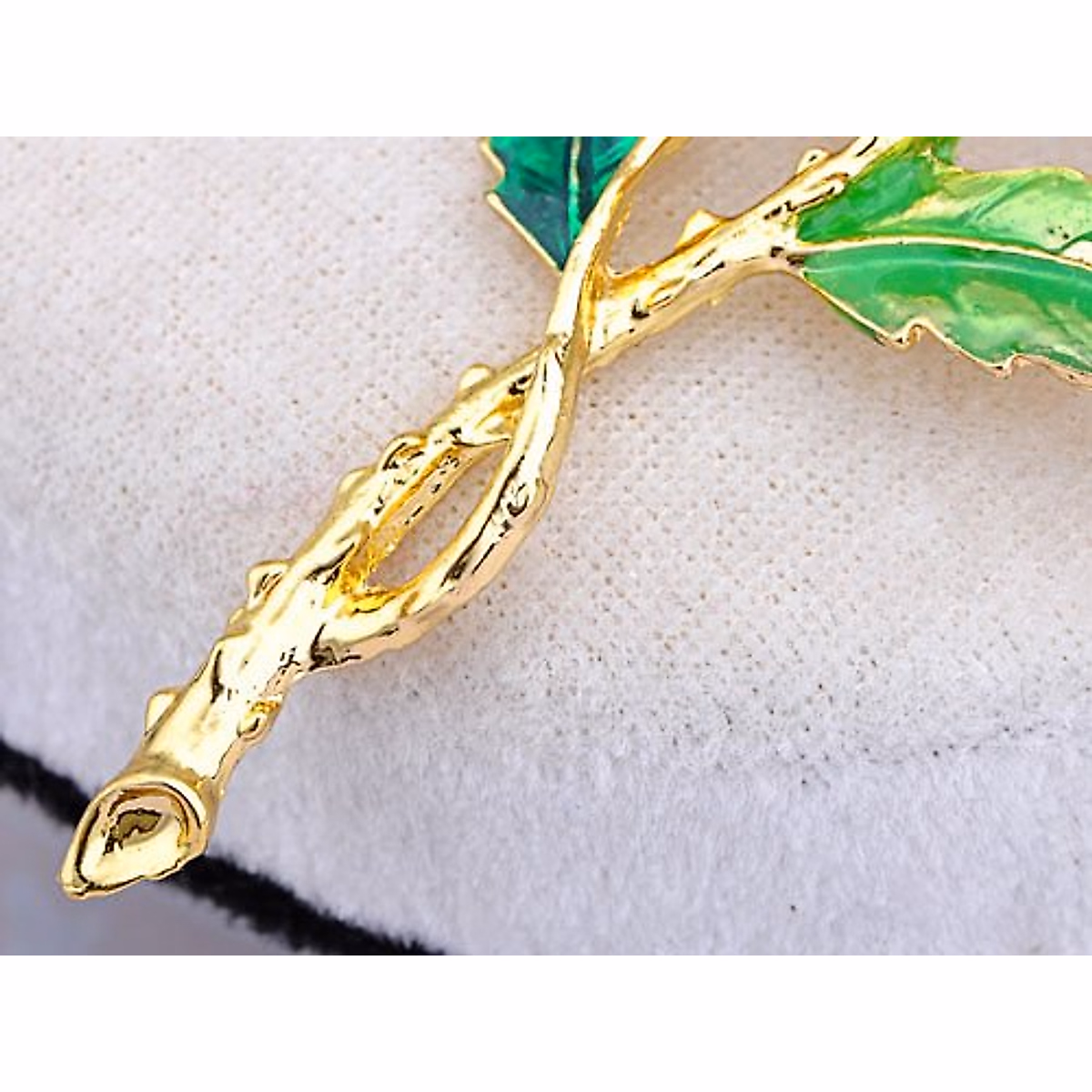 Alilang Womens Belle Red Rose Flower Enamel Crystal Rhinestone Brooch Pin Golden Tone