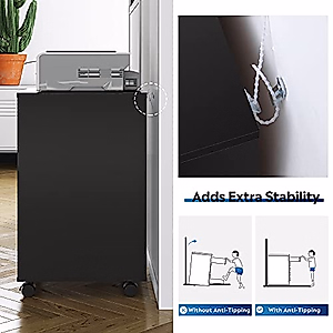 DEVAISE 5-Drawer Chest, Wood Storage Dresser Cabinet with Wheels, Black