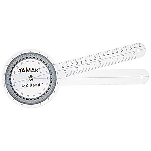 Jamar EZ Read 12.5" (32cm) Goniometer, Easy to Read Manual Range of Motion Measure Tool, Accurate Angle Measuring Device, Transparent Protractor Instrument, Inch & Centimeter Linear Measurement