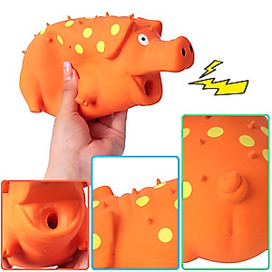 POPLAY Squeaky Latex Grunting Pig Dog Toys, Blue Pig Dog Toy Anxiety Relief for Dog Puppy Chew Toys, Rubber Squeeze Gift for Dogs