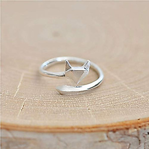 Fox Ring Sterling Silver 925 Ring For Wife Friends Stackable Rings Thumb Finger Rings Animal Jewelry