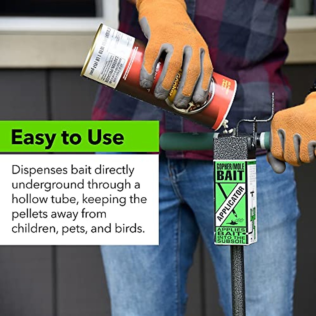 Yard Butler IGBA-1 Gopher Bait / Mole Bait Applicator - Vole Killer, Gopher Killer, & Mole Killer - Apply Poison Bait Pellets into a Pest Tunnel in Your Yard - Pest Control to Kill Moles and Gophers