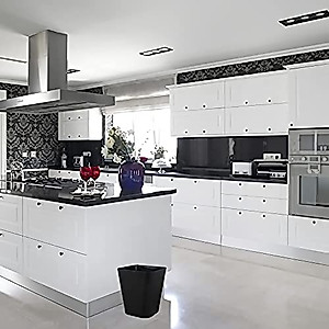 Small Bathroom Trash Can Plastic Garbage Can Square Waste Basket Trash Bins Container Bins for Bathroom, Office, Dorm Room, Home Office, Under Desk, Kitchen, Bedroom, 3 Pack, Black