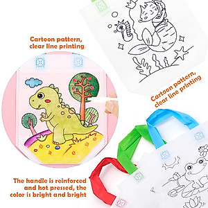 NA 14Pack Coloring Goodie Bags, Kids DIY Graffiti Bags, Kindergarten Children Art Craft Project, Party Favor Bags for Birthday, Tea Party, Celebration