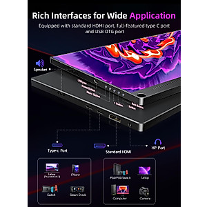UPERFECT Truely 4K Computer Monitor, 15.6" UHD FreeSync 100% AdobeRGB 450 Nits Brightness HDR IPS Speaker Eye Care Game Display 2 Type-C Full HDMI for Laptop Phone, VESA & Smart Case