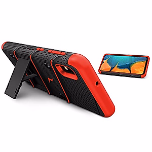 ZIZO Bolt Series for Samsung Galaxy A10e Case | Heavy-Duty Military-Grade Drop Protection w/ Kickstand Included Belt Clip Holster Tempered Glass Lanyard (Black/Red)