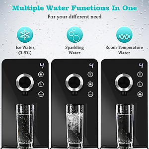 Sparkling Water Maker, Commercial Soda Maker Fizzy Drink Machine Carbonator for Home, Countertop Ice Water Cooler Dispenser and Room Black