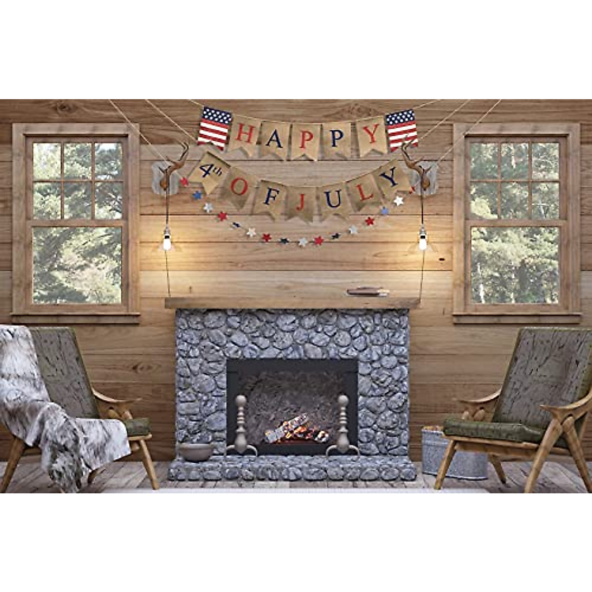 4th of July Banner - Fourth of July Bunting American Banner - July 4th Garland 4th of July Decor - Happy 4th of July Banner Patriotic Garland by Jolly Jon