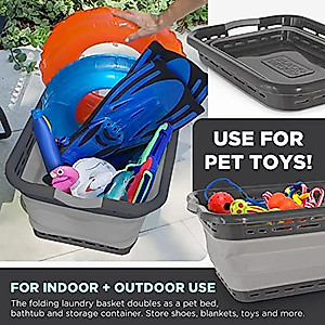 BLACK+DECKER 1 Large 25" Slim Collapsible Laundry Basket - Portable & Space-Saving Basket with Dual Comfort Grip Handles - Ideal for Laundry, Towels, Blankets & More in Small Spaces & Travel, Black