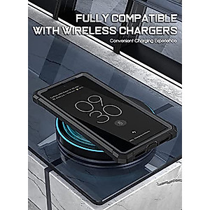 Poetic Guardian Series Case Designed for Google Pixel 7 5G with Built-in Screen Protector, Work with Fingerprint ID, Full Body Hybrid Shockproof Rugged Cover Case, Black/Clear