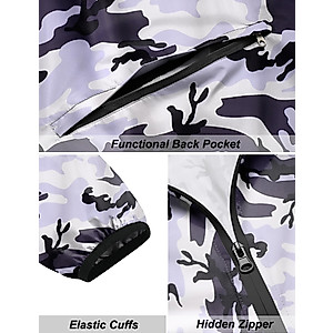 COOFANDY Rain Coats for Men Packable Rain Jacket Waterproof Rain Coat Breathable Rainproof Jacket Camo Small