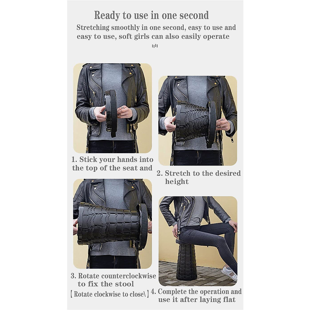 ZUOTEN 2-Piece Upgraded Portable Telescopic Stool Folding Stool Lightweight Outdoor Folding Chair Suitable for Camping Beach g Adjustable Stool Maximum Weight 300 pounds (Color 2)