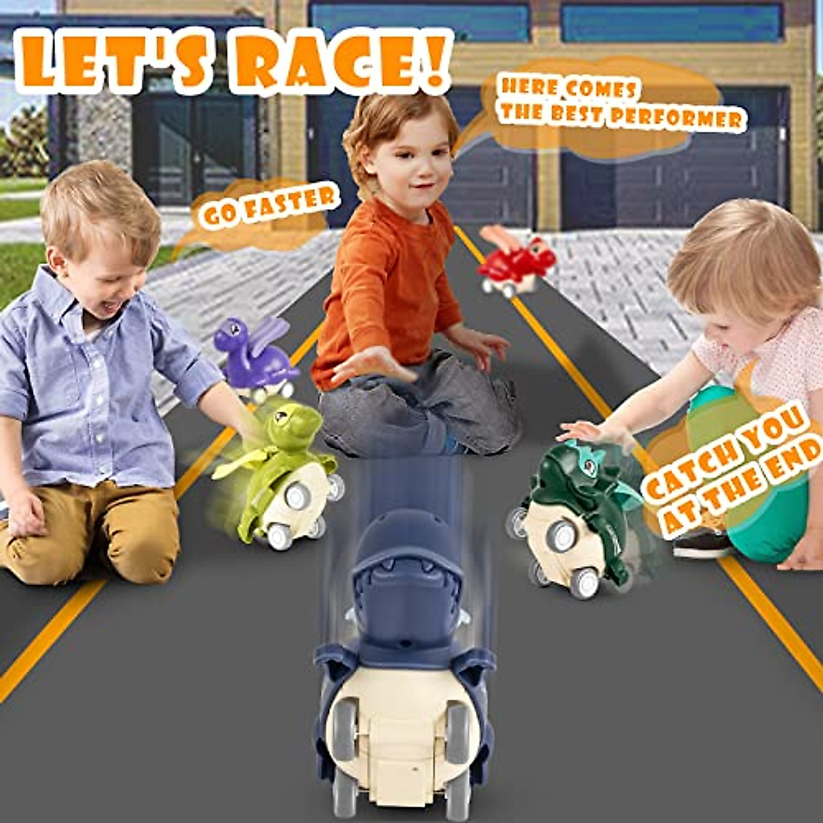 Dinosaur Toy Cars for Toddlers Boys Girls, Hoolicute 5 Pcs Dinosaur Toy Trucks, Press & Go Toys, Cloak Dino Cars Toddler Toys for 2 3 4 5 Year Old Baby Kids, Gift Toys Vehicles for Boys Girls