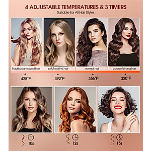 Automatic Curling Iron, Professional Anti-Tangle Automatic Hair Curler with 1" Curling Iron Large Slot & 4 Temperature & 3 Timer, Dual Voltage Rotating Curling Iron with Auto Shut-Off for Hair Styling