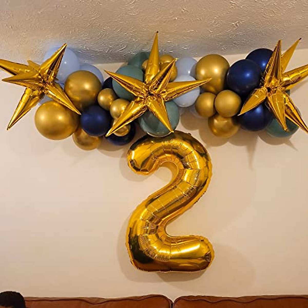 12 Point Star Balloons- 50pcs Gold Explosion Star Foil Balloons, 3D Starburst Cone Mylar Balloons for Halloween Christmas Birthday Party Baby Shower Wedding Photo Booth Backdrop