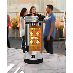 KYBOLT Commercial Coffee Urn 60 Cup, 10L Large Capacity Coffee Maker with Double-wall 304 Stainless Steel, Quick Brewing Coffee Dispenser for Church, Meeting Rooms, Lounges, and Other Large Gatherings