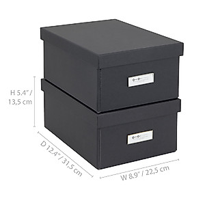 Bigso Karin Collapsible Storage Box | Photo Storage Box with Labelframe for Identification | Simple Assembly without Tools | Decorative Storage Boxes with Lids | 8.9″ x 12.4″ x 5.4″ | 2 Pack