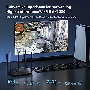 Tenda WiFi 6 AX3000 Smart WiFi Router, Dual Band Gigabit Wireless Internet Router, Gigabit Router, AX Router for 5 * 6dBi high-gain Antennas, OFDMA+MU-MIMO+WPA3, EasyMesh&WiFi+,RX12Pro(Black)