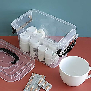 Callyne 1.5 L Mini Plastic Latch Bins, 6-Pack Clear Storage Bin