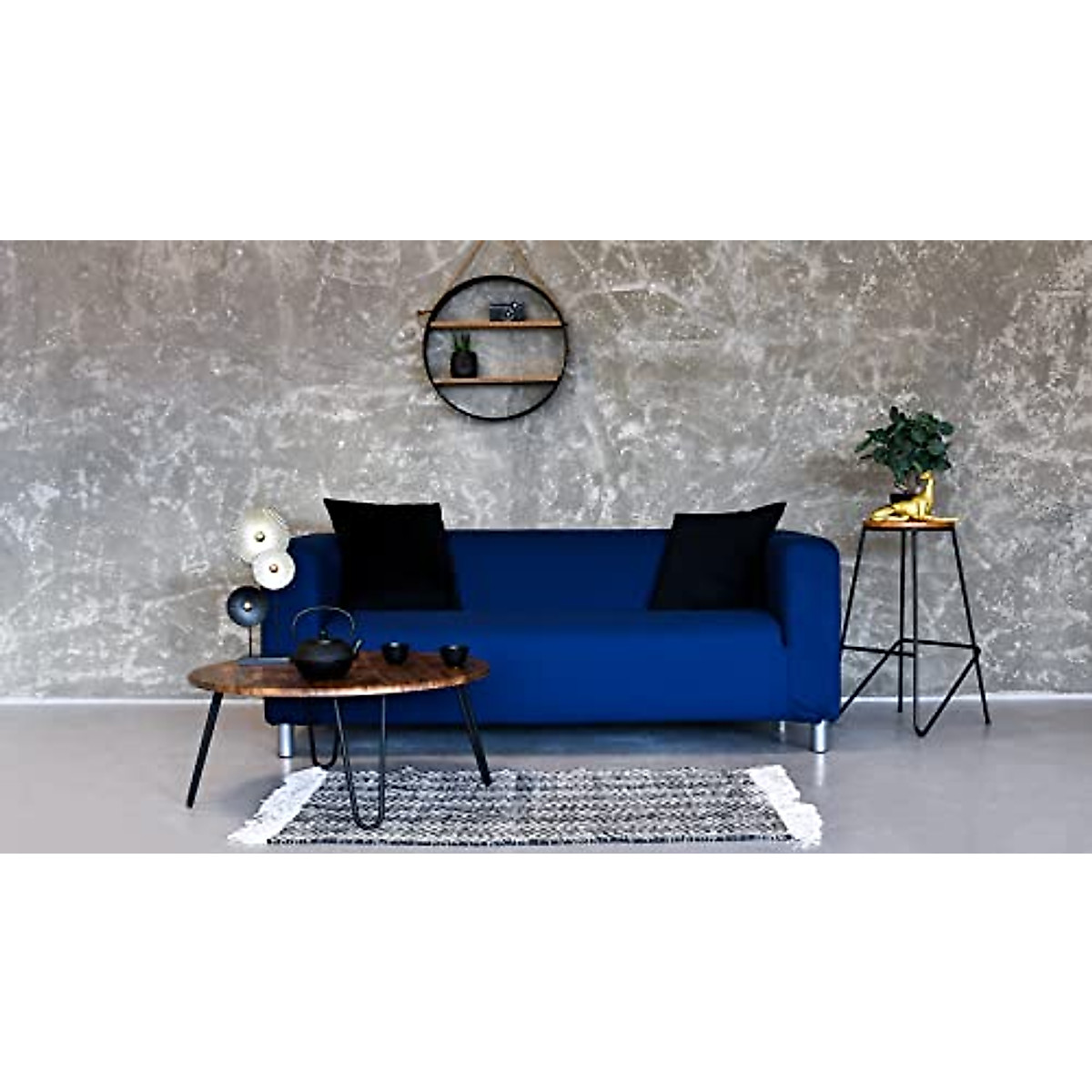 MASTERS OF COVERS Pure Cotton Klippan Loveseat Slipcover for The IKEA 2 Seater Klippan Loveseat Sofa Cover Replacement-Cotton Blue