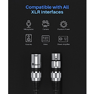 GearIT XLR to XLR Microphone Cable (1 Feet, 2 Pack) XLR Male to Female Mic Cable 3-Pin Balanced Shielded XLR Cable for Mic Mixer, Recording Studio, Podcast - Black, 1Ft, 2 Pack