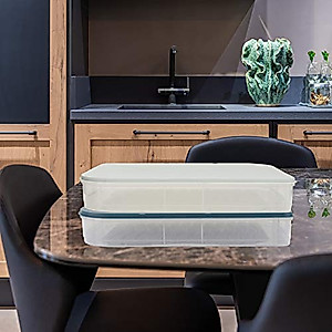 Cabilock 3PCS Refrigerator Dumpling Box Plastic Dumpling Container Fresh Keeping Food Tray Fridge Food Organizer for Veggie Fruit Bun Dough (Random Color)