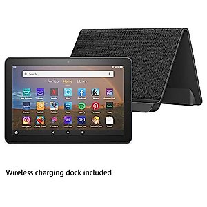 Fire HD 8 Plus tablet, HD display, 64 GB, our best 8" tablet for portable entertainment, Slate, without lockscreen ads + Made for Amazon, Wireless Charging Dock