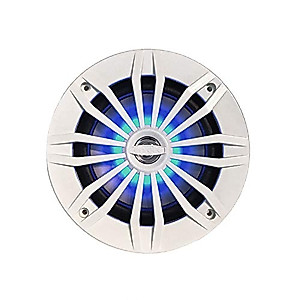 Enrock EM856 Bluetooth AM/FM Radio Digital Media Marine Gauge Hole Receiver Bundle Combo with 4x Enrock 6.5" 180W Peak Power White Boat Audio Speakers w/ Flashing Blue LED, Wire, Antenna, Radio Cover