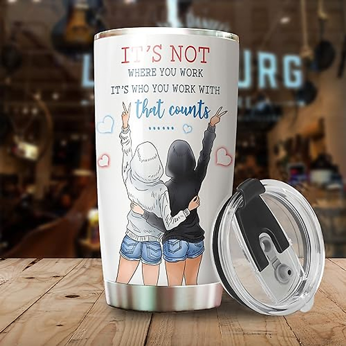 YANBI Work Bestie Tumbler For Women - Gifts For Best Friend Women - Gifts for Women Bestie - Bestie Cup - To My Work Bestie Tumbler - Bestie Mug - Gifts For Friend Female