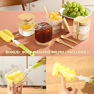 4 Pack Overnight Oats Containers with Lids, 17 oz Wide Mouth Glass Mason Jars for Overnight Oats, Airtight Jars Oatmeal Cups for chia Pudding Yogurt Salad Cereal, Glass Meal Prep Containers with Lids