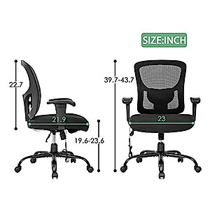 Big and Tall Office Chair 400lbs Cheap Desk Chair Mesh Computer Chair with Lumbar Support Wide Seat Adjust Arms Rolling Swivel High Back Task Executive Ergonomic Chair for Women Men,Black