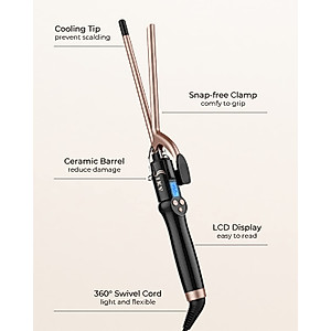 Small Curling Iron 3/8 Inch, Thin Curling Wand for Short Hair, 9mm Long Barrel Ceramic Hair Curling Iron