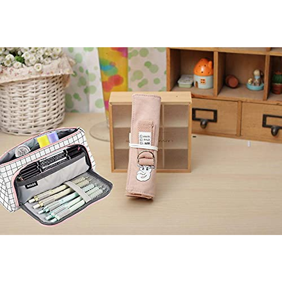 SPCCL, Large Capacity Pencil Pouch, Pencil Bag, Pencil Case, Pencil Pouch, Pen Case, Pencil case with Two compartments, for School & Office (C)