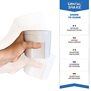 Dental Shake - Shake to Clean Leak Proof Denture Cup, Denture Case and Retainer Holder, Denture Bath and Retainer Cleaner Case, Denture Cleaning Case for Full Dentures