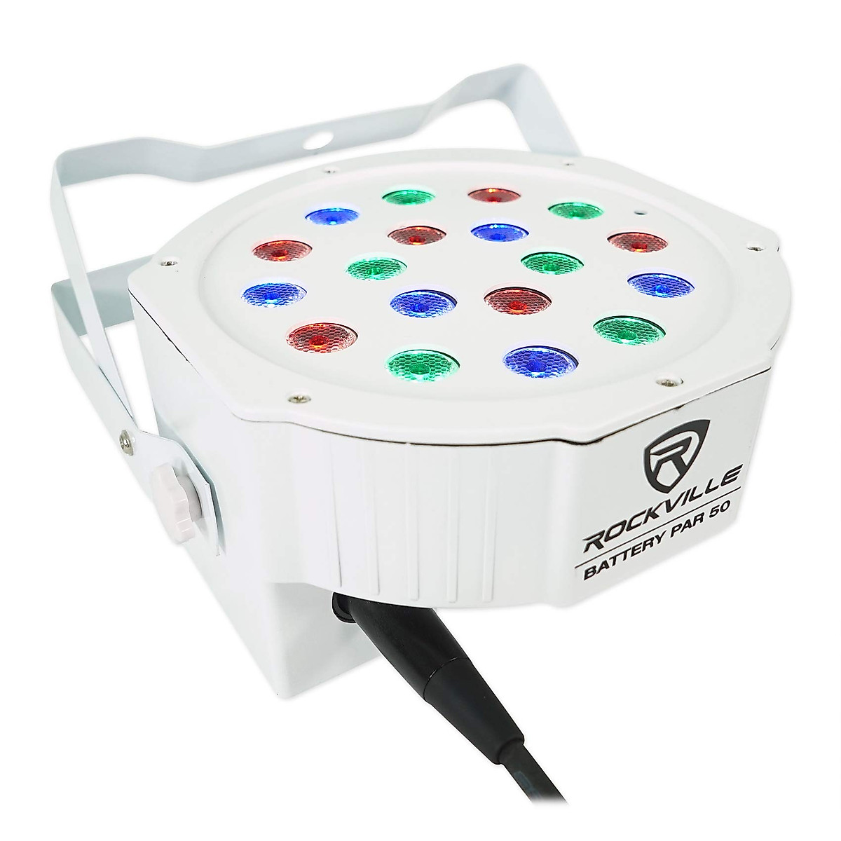 (3) Rockville BATTERY PAR 50 White Rechargeable LED DMX DJ Wash Up-Lights+Bag