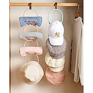 Ubrand Faye Butler 6-Hook Ring Loops, Over-Door Hanger, Hat Rack Organizer/Baseball Cap Holder/Door+Wall Storage Organizer for Hat,Scarf, Bag, Caps, Towel, Clothes (White)