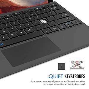 Arteck Microsoft Surface Pro Type Cover, Ultra-Slim Portable Bluetooth Wireless Keyboard with Touchpad Built-in Rechargeable Battery