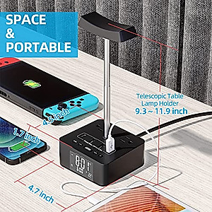 Alarm Clock Lamp with USB Charger Digital Clock with USB C Ports and Outlets Power Strip Charging Station for Home, Hotel, Office (LED Display, On/Off Switch, DST Time)